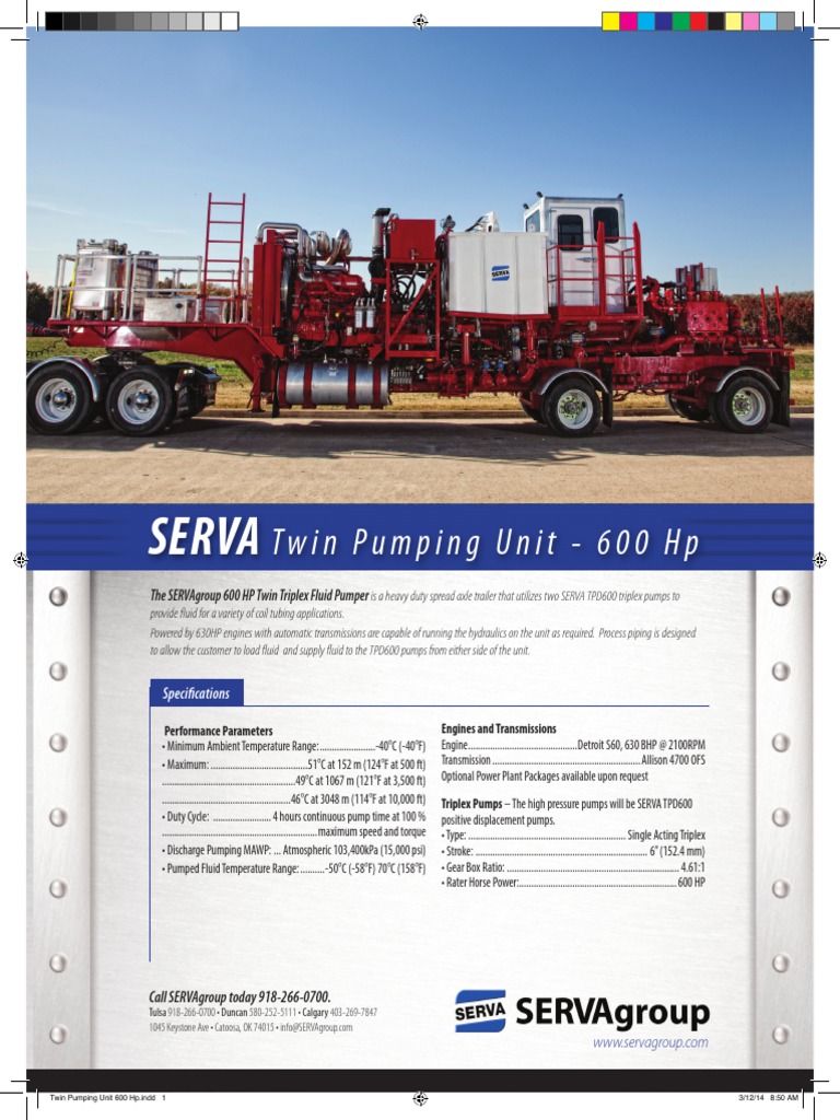 Twin Pumping Unit 600 HP Press PDF | PDF | Pump | Transmission (Mechanics)