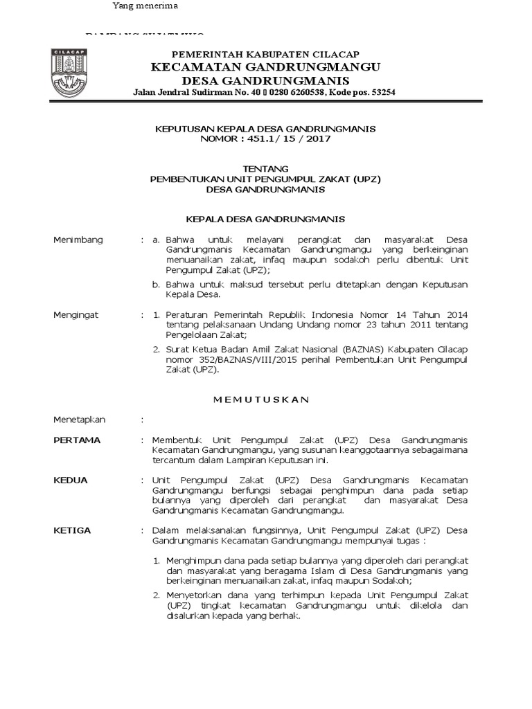 SK Pembentukan Upz | PDF