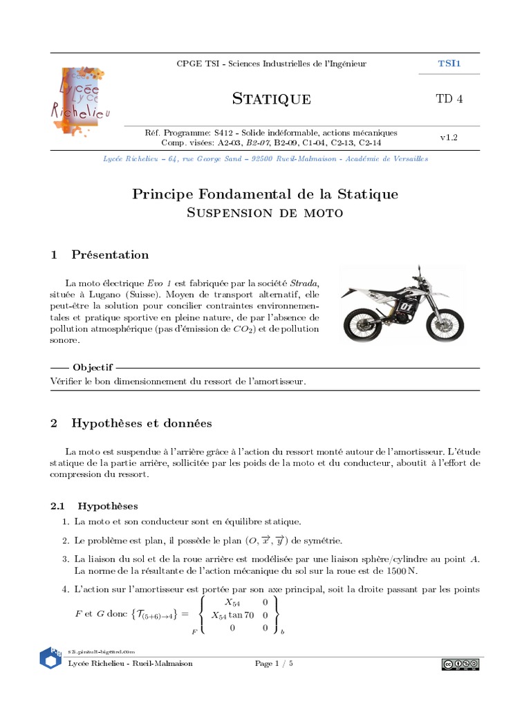 Exercices Avec Solution Statique | PDF | Suspension (Véhicule) | Motocyclette