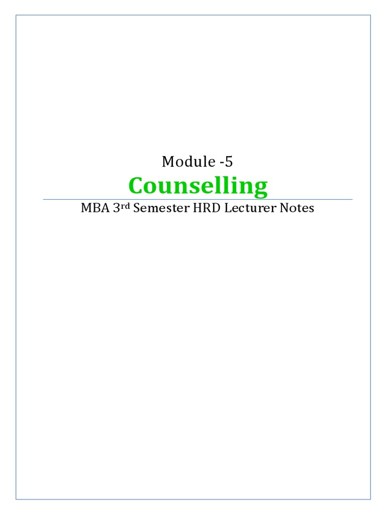 Module 5 - Counseling | PDF | Psychotherapy | Goal
