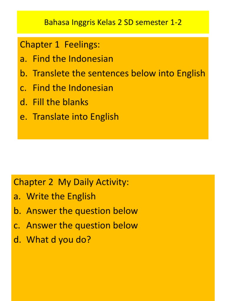 Bahasa Inggris Kelas 2 SD Semester 1-2 | PDF