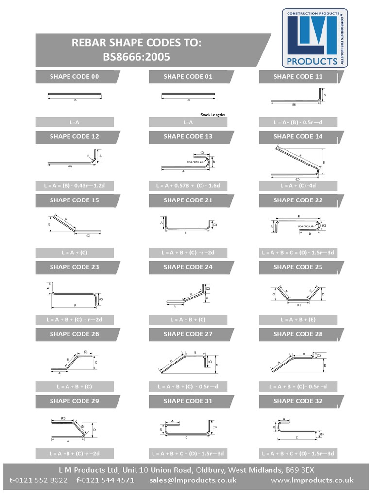 Rebar Shape Codes | PDF