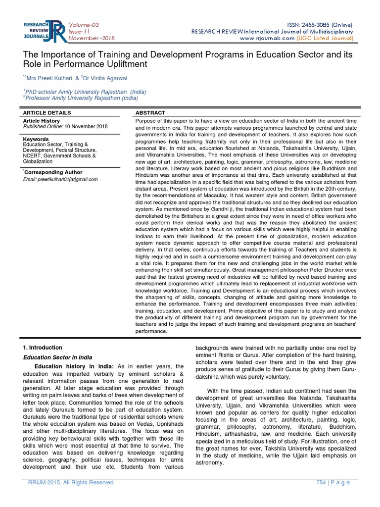 The Importance of Training and Development Programs in Education Sector ...