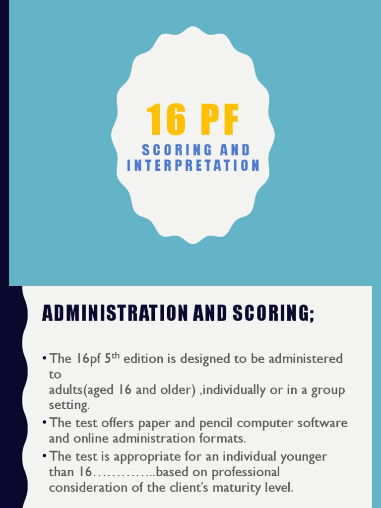 Scoring of 16PF | PDF | Behavioural Sciences | Psychological Concepts