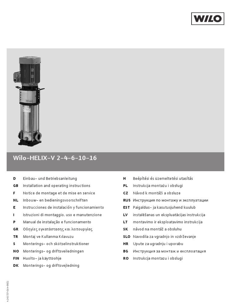 Wilo Booster Set Helix Pump Manual 1 | PDF