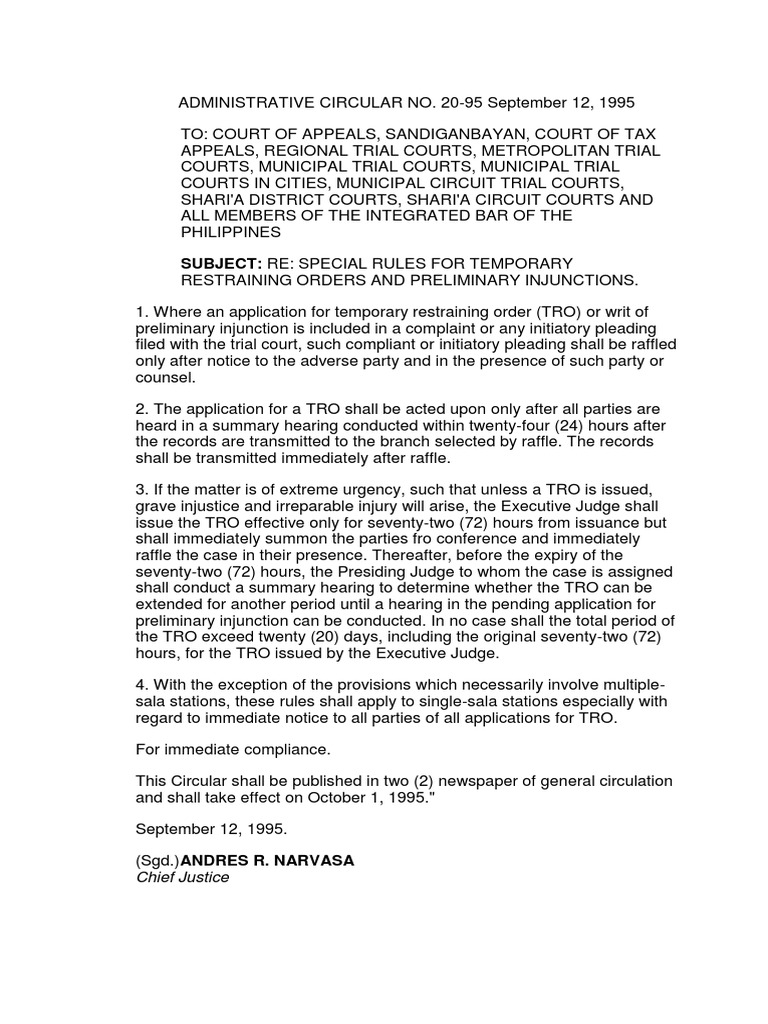 Special Rules for TROs and Injunctions | PDF