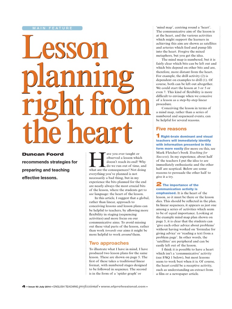 Lesson Planning From The Heart 2 | PDF | Lesson Plan | Learning