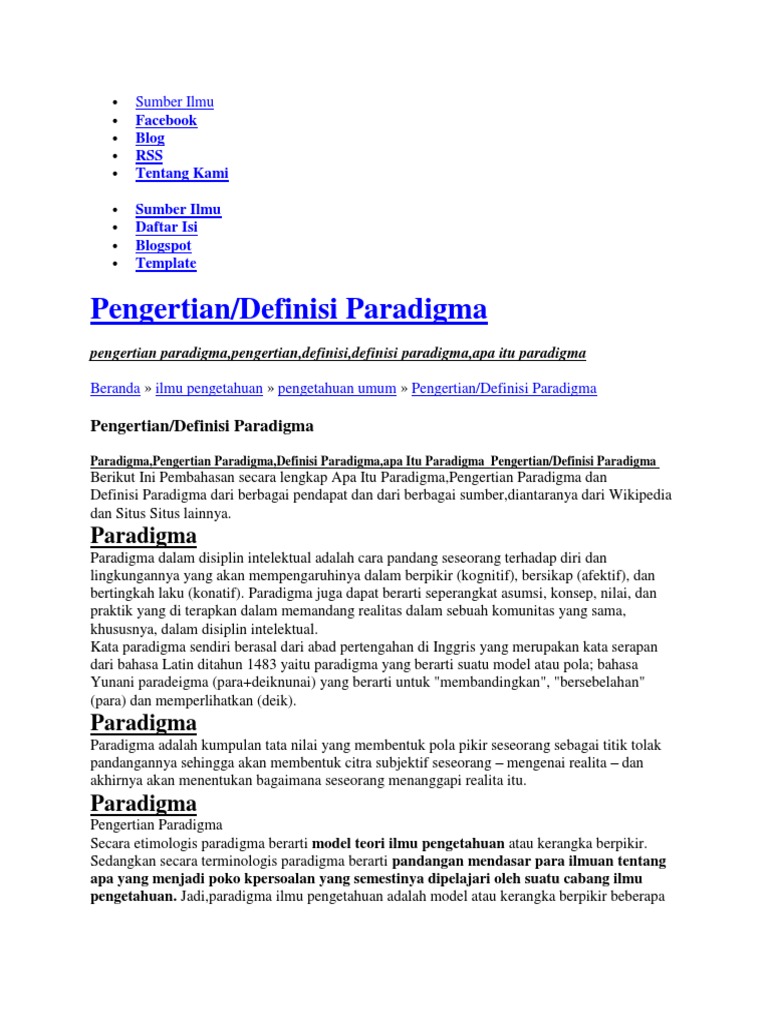 Arti Paradigma | PDF | Agama & Spiritualitas