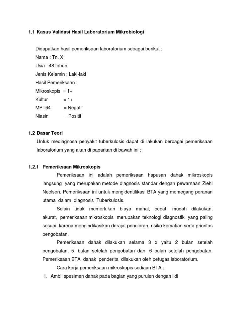 Kasus Validasi Hasil Laboratorium Mikrobiologi | PDF