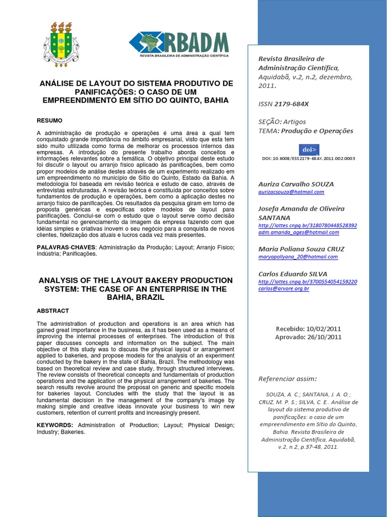 Layout Padaria | PDF | Física | Indústrias