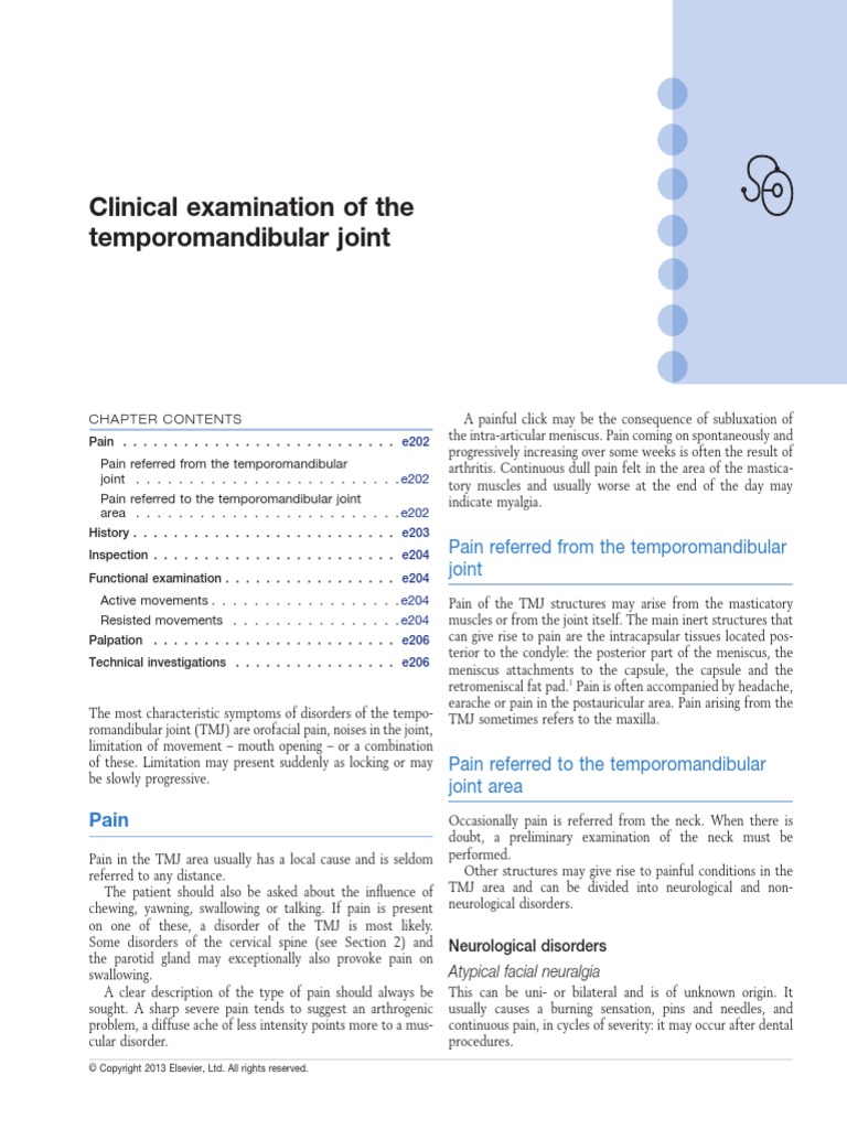 Clinical Examination of The Temporomandibular Joint | PDF | Human ...