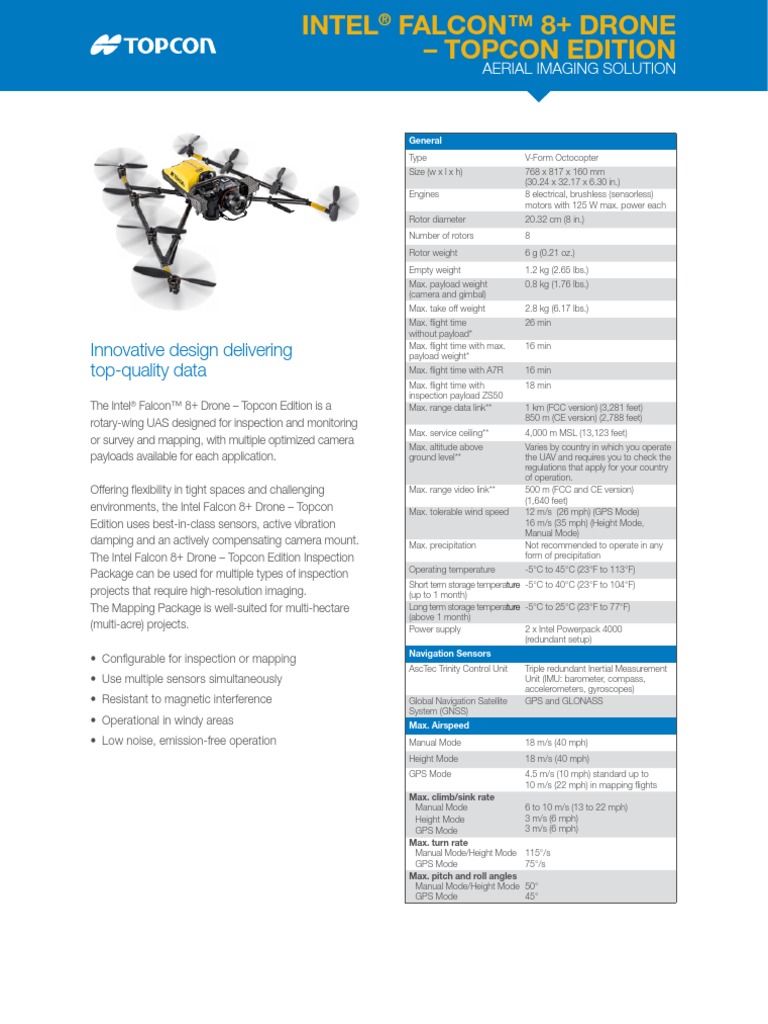Falcon 8 Plus Datasheet 7010 2243 Reva SM 1 | PDF | Unmanned Aerial Vehicle | Battery Charger