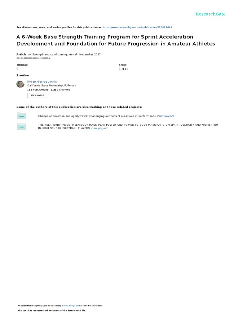 NSCA - A 6 Week Base Strength Training Program For Sprint.99469 | PDF ...