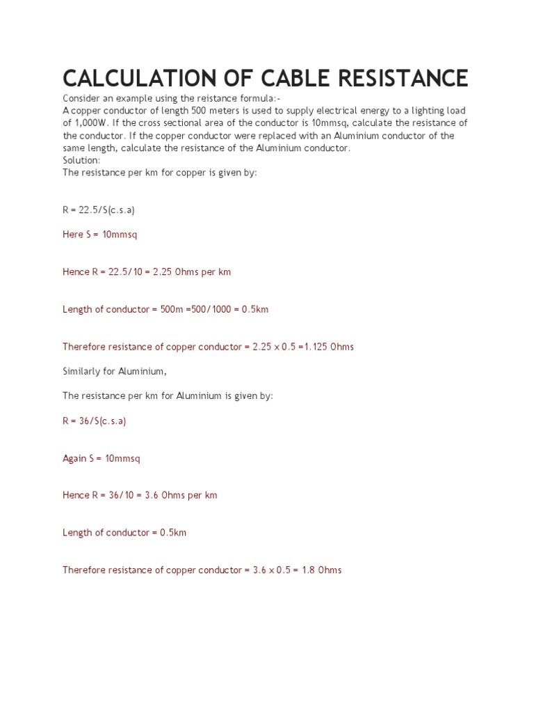 Calculating Cable Resistance: A Comparison of Copper and Aluminum ...