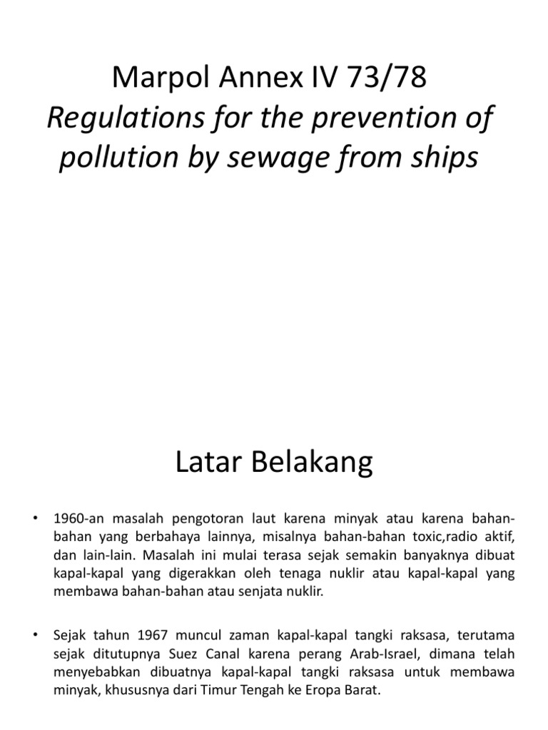 Marpol 73-78 Annex IV | PDF