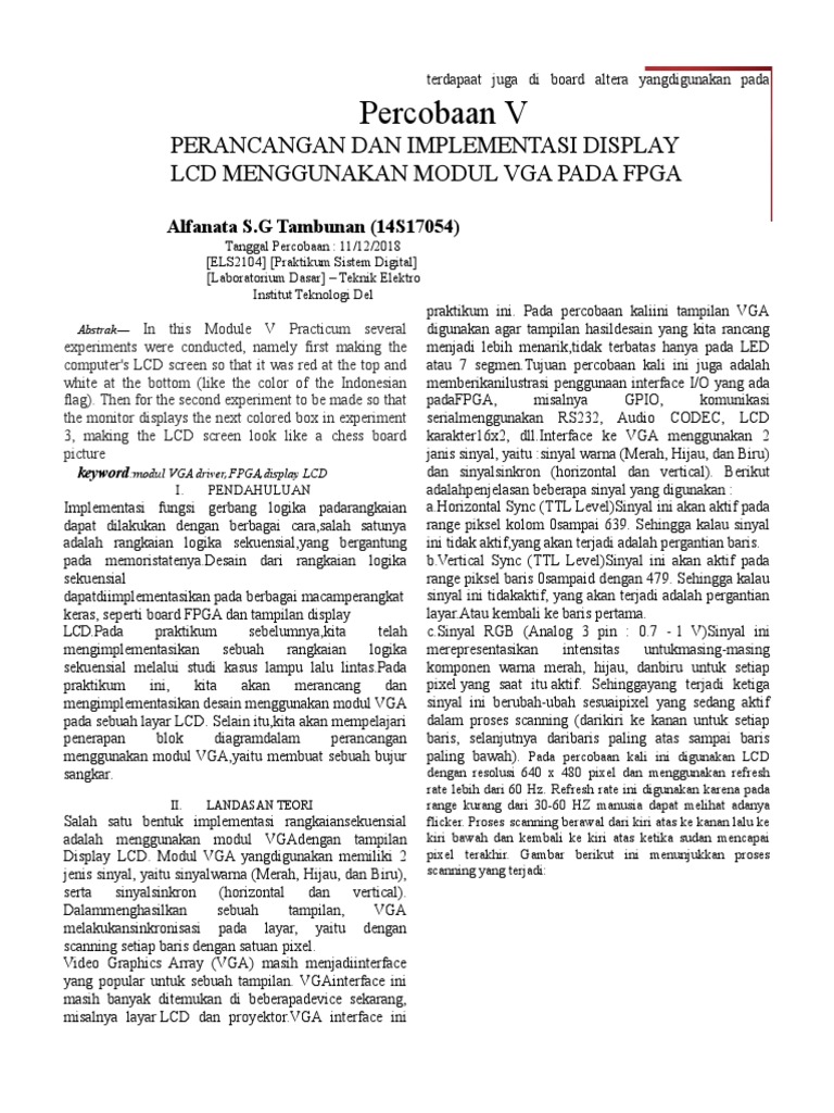 Perancangan Dan Implementasi Display LCD Menggunakan Modul Vga Pada ...