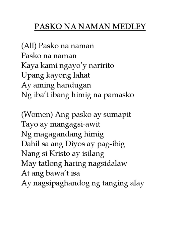 Pasko Nanaman Medley Lyrics PDF | PDF