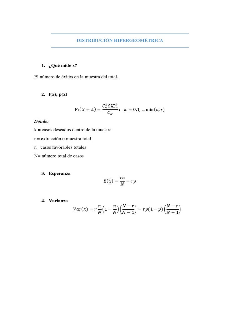 1. ¿Qué mide x?: Distribución Hipergeométrica
