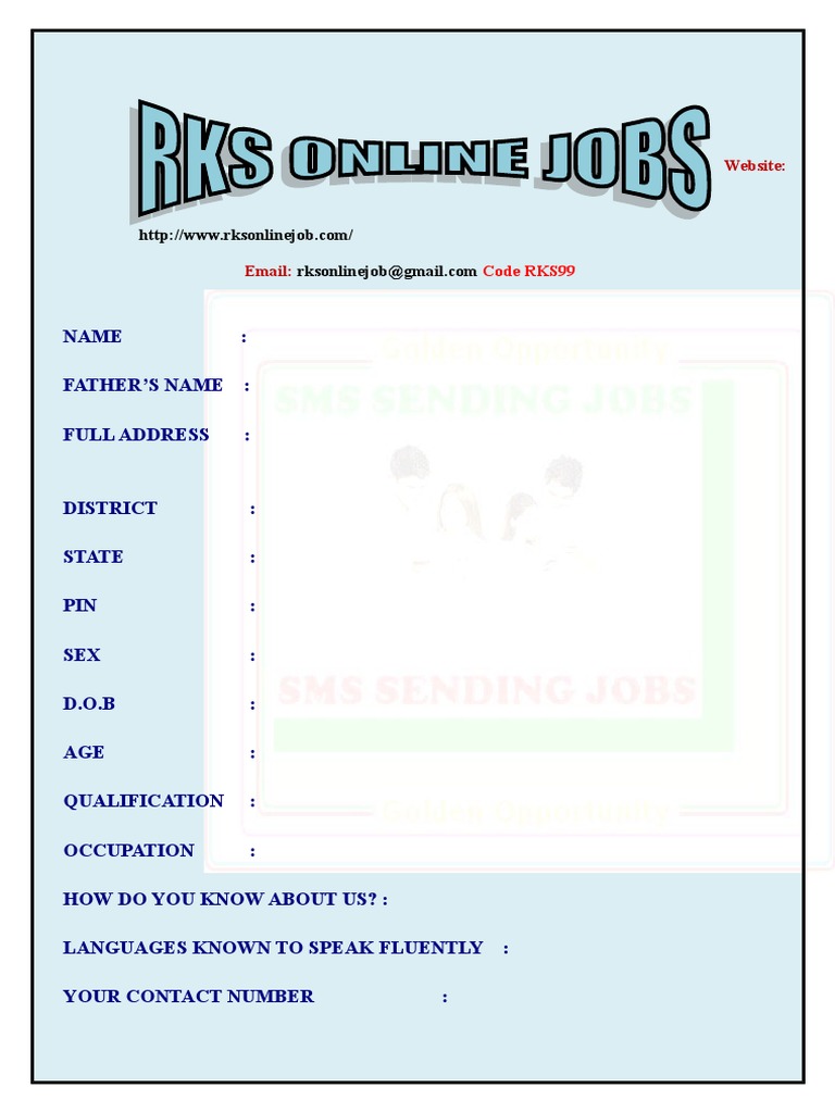 Data Entry Job Application Form | PDF | Career & Growth