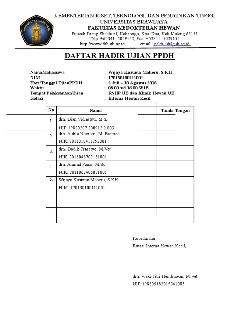 Presensi Ujian PPDH | PDF