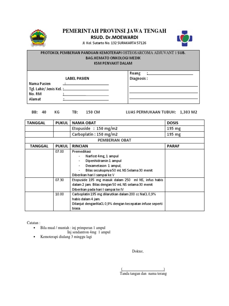 PROTOKOL KEMOTERAPi Osteosarcoma | PDF
