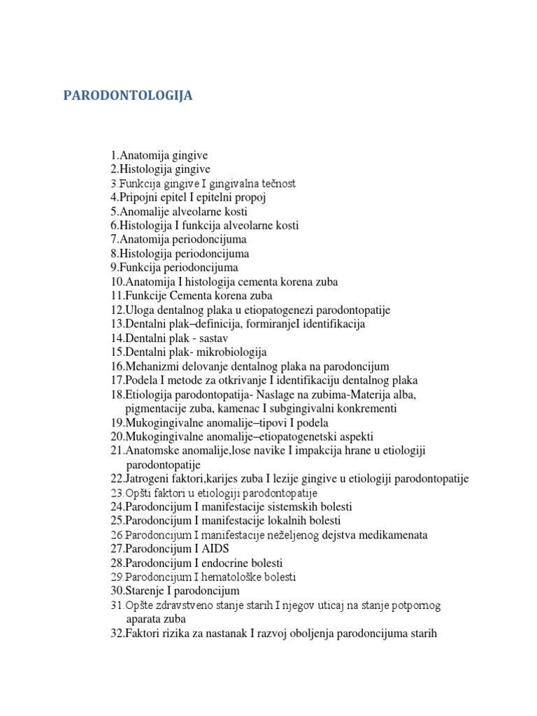 Parodontologija I Oralna Medicina | PDF