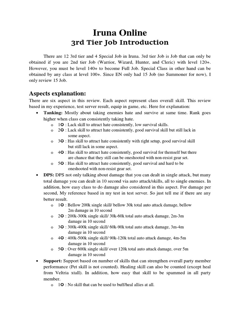 Iruna JOB | PDF | Role Playing Games | Leisure