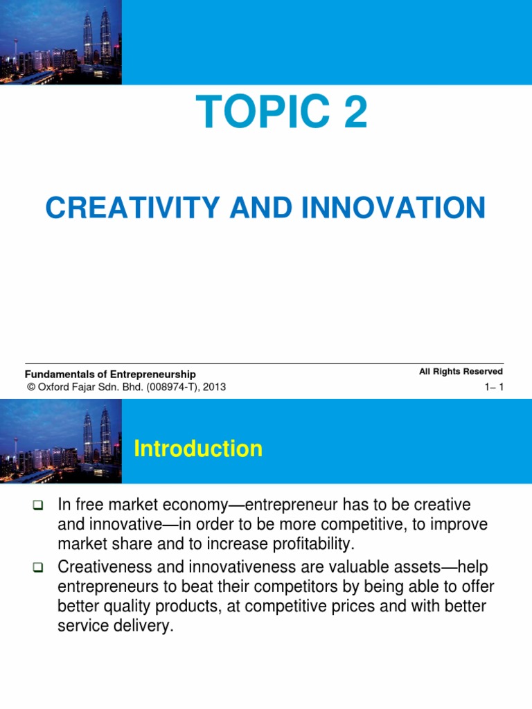 Topic 2 Creativity and Innovation | PDF | Entrepreneurship | Creativity