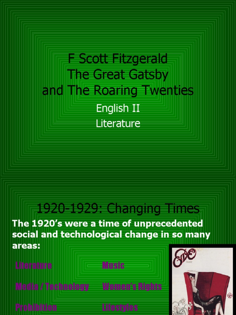 F Scott Fitzgerald The Great Gatsby and The Roaring Twenties | PDF ...