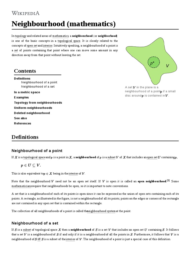 Neighbourhood (Mathematics) : Definitions | PDF | Mathematical Objects ...