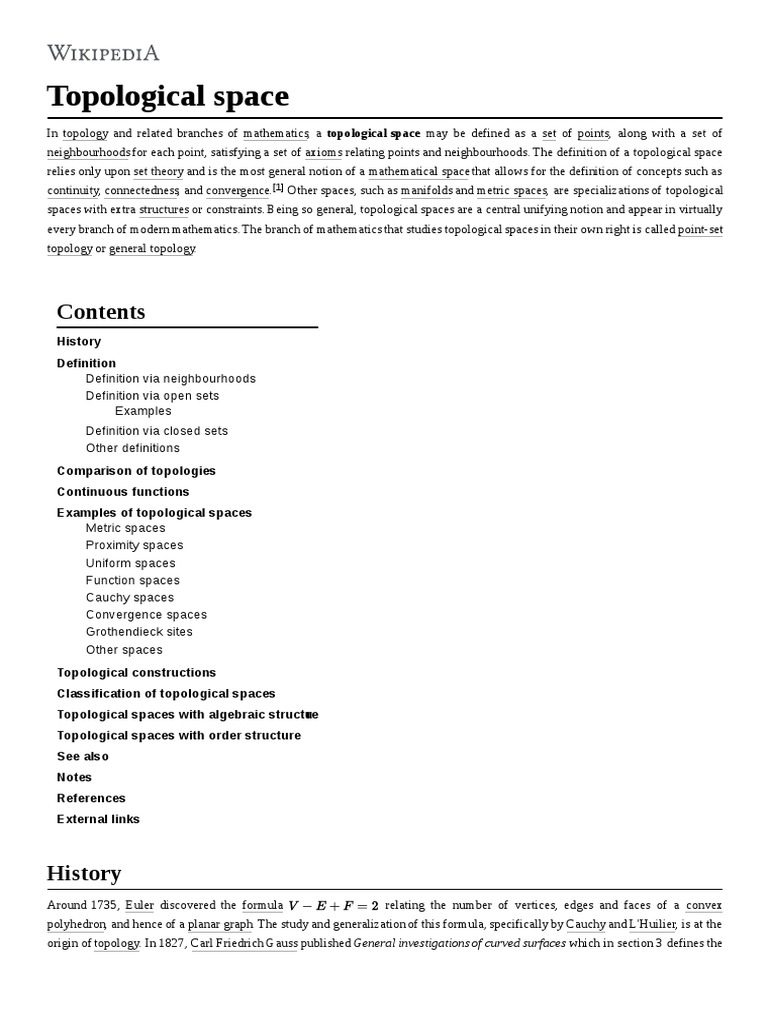 Topological Space | PDF | Space (Mathematics) | Topology