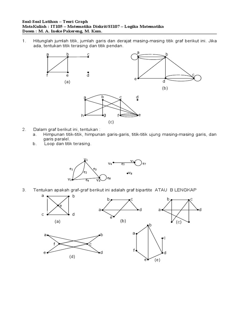Soal Soal Latihan It105 Teori Graph | PDF