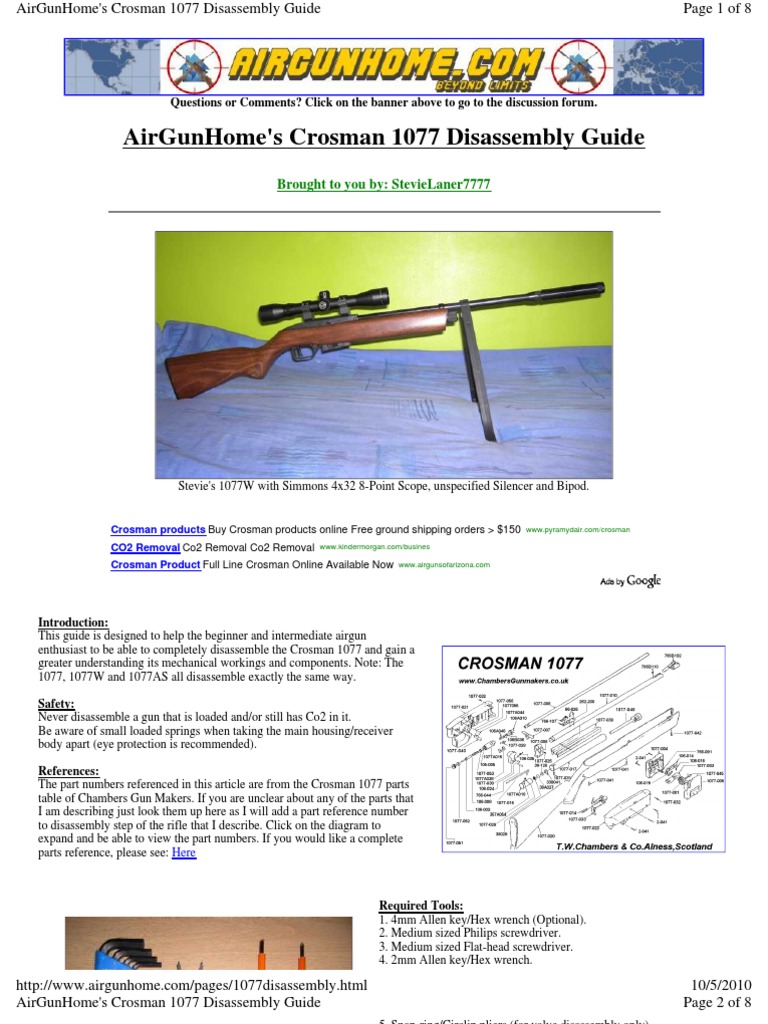 Crosman 1077 Disassembly Guide | PDF | Trigger (Firearms) | Screw