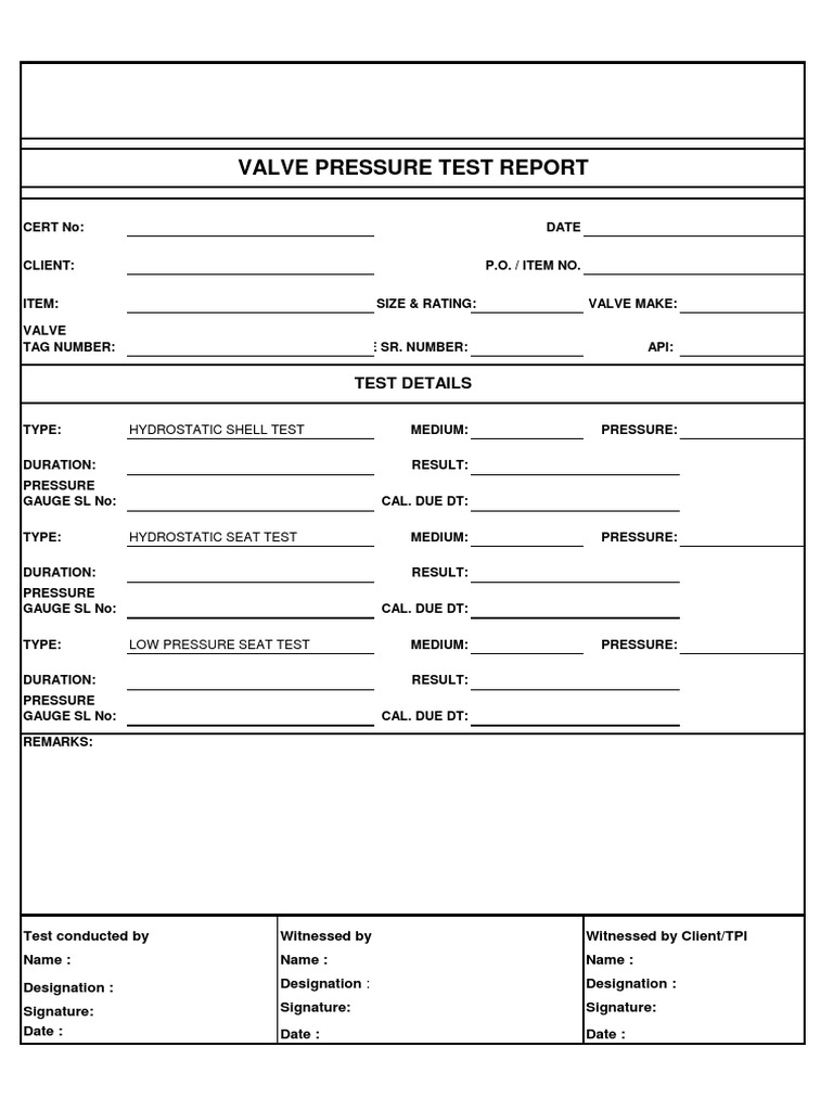 Valve Test Report | PDF