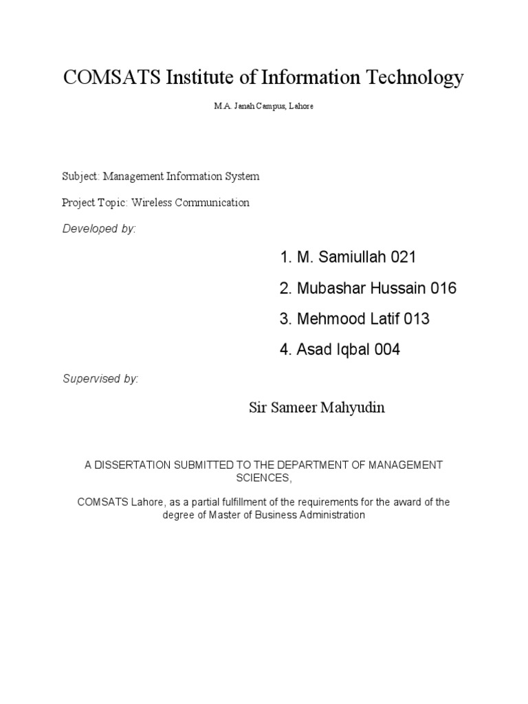 COMSATS Institute of Information Technology | PDF | Computer Network ...