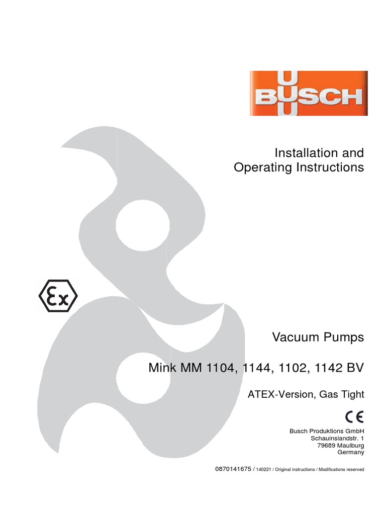 Busch Instruction Manual Mink MM 1104-1142 BV ATEX Gastight en ...