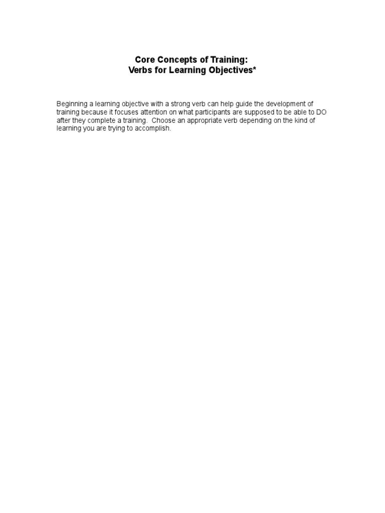 Verbs For Writing Learning Objectives | PDF