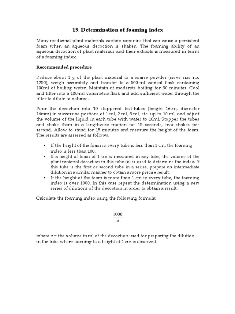 Foaming Index Measurement Guide | PDF