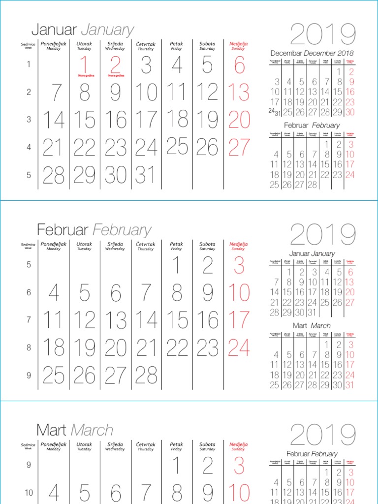 2019 Calendar with Holidays | PDF