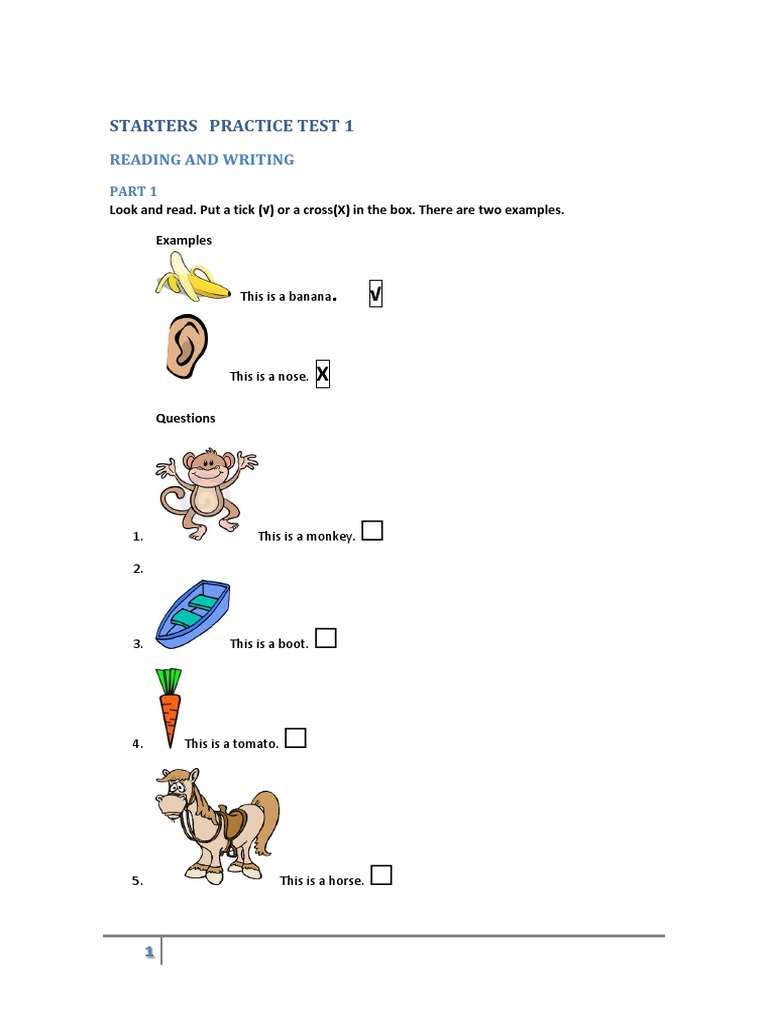 Starters Practice Tests | PDF