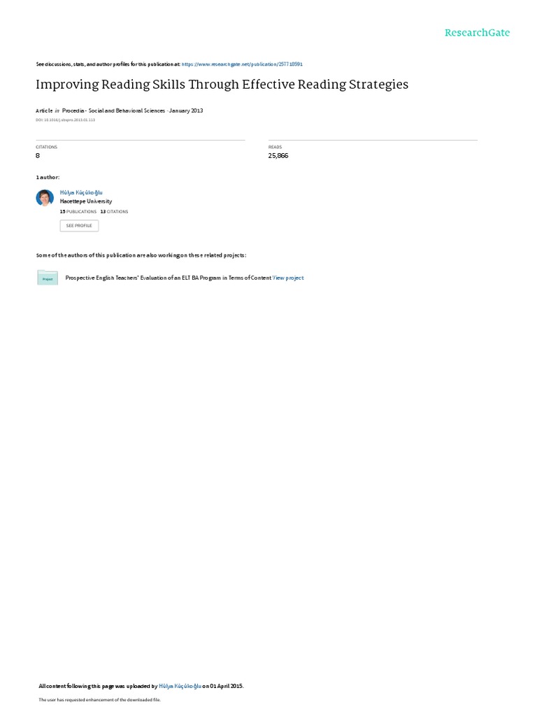 British Council Reading Skills | Reading Comprehension | Action Research