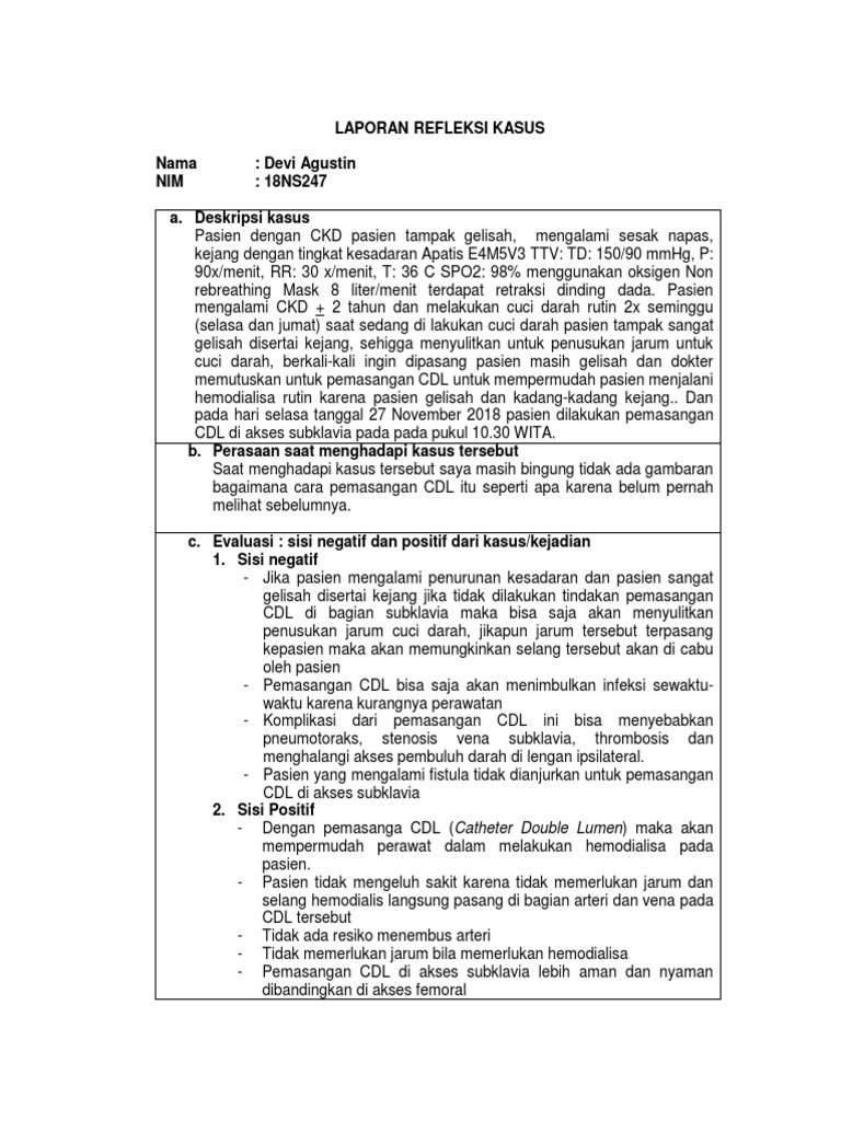 Pemasangan CDL untuk Hemodialisa CKD | PDF