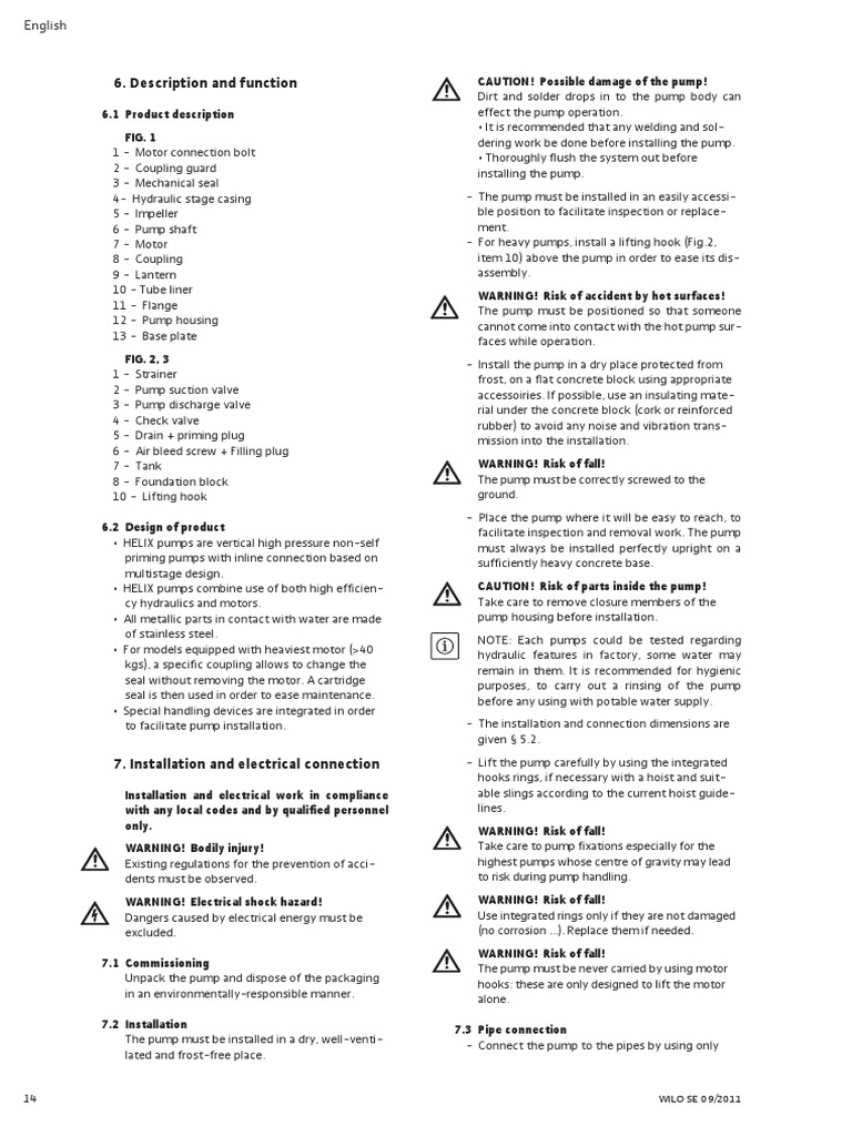 Wilo Booster Set Helix Pump Manual 14 | PDF | Pump | Valve