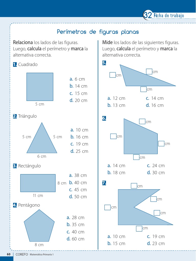 Hoja De Trabajo Sobre El Perímetro De Las Figuras