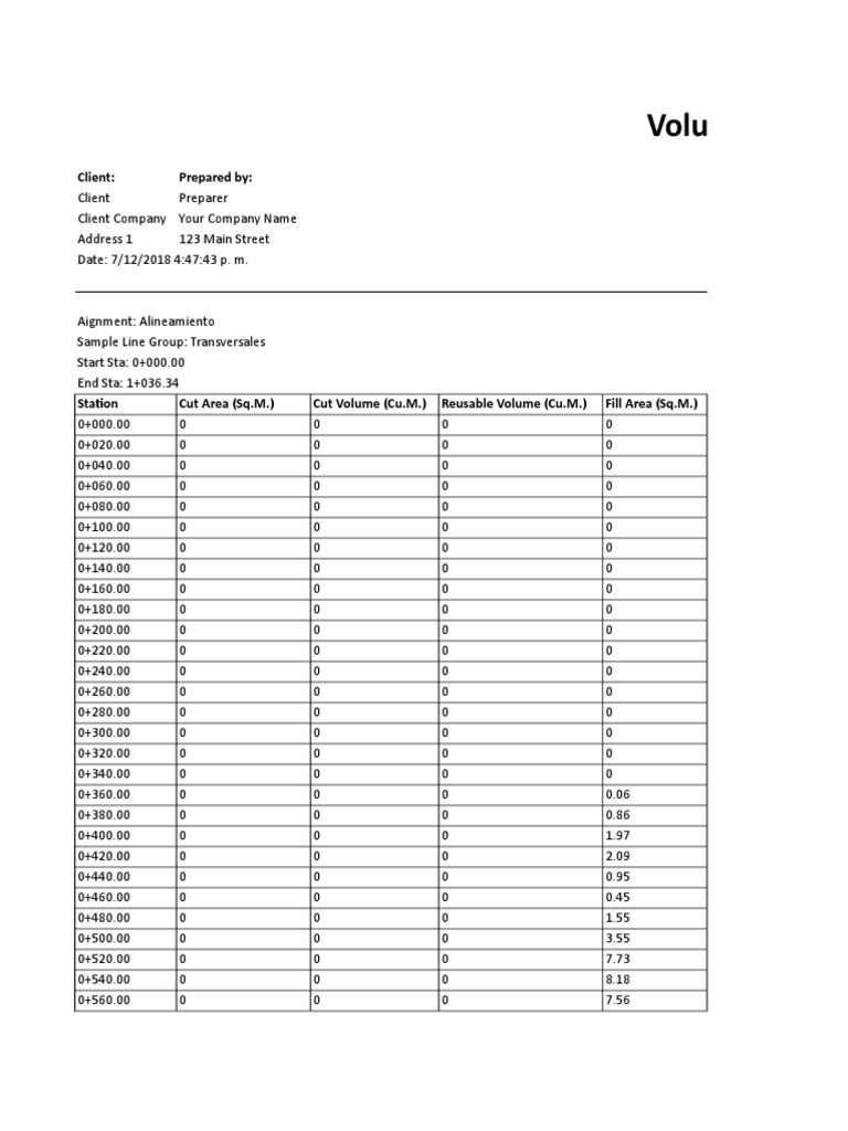 Volume Report: Client: Prepared by | PDF | Nature