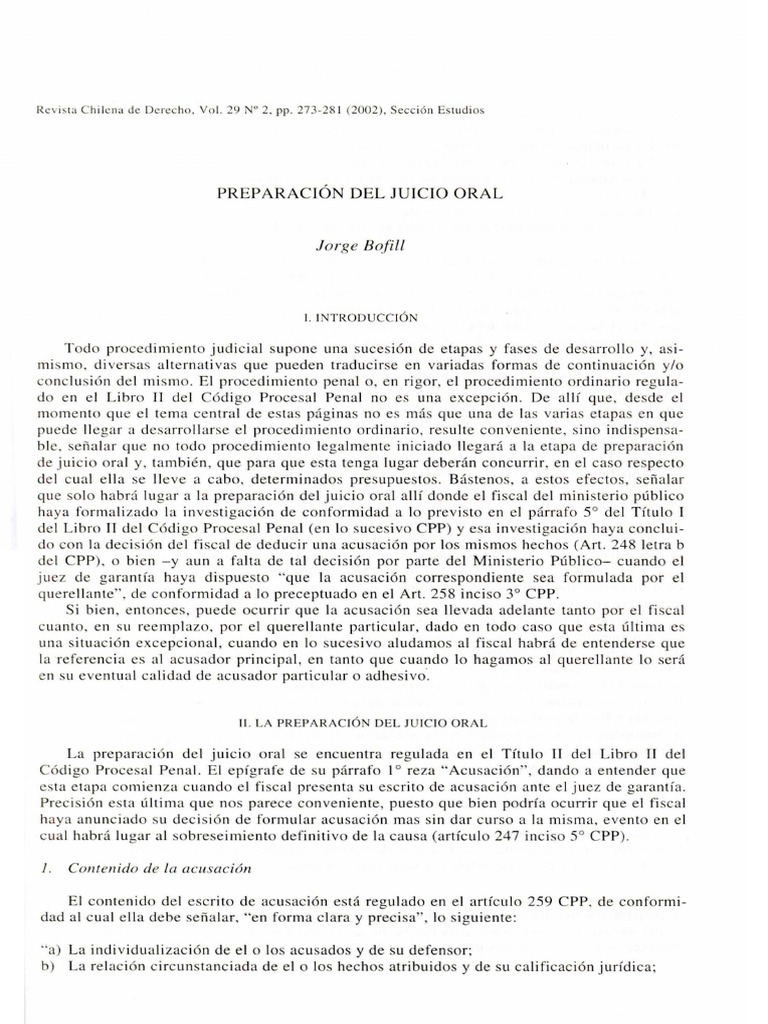 Preparación Juicio Oral - Jorge Bofill PDF | PDF | Naturaleza