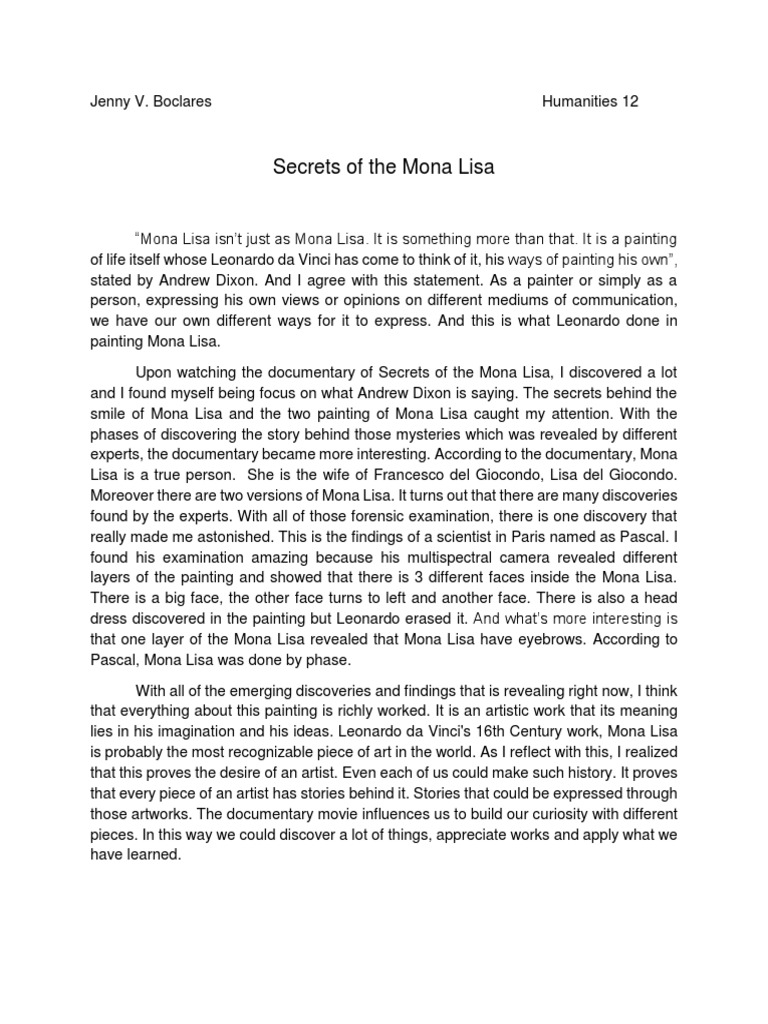 Secrets Behind the Mona Lisa Revealed | PDF | Leonardo Da Vinci | Paintings