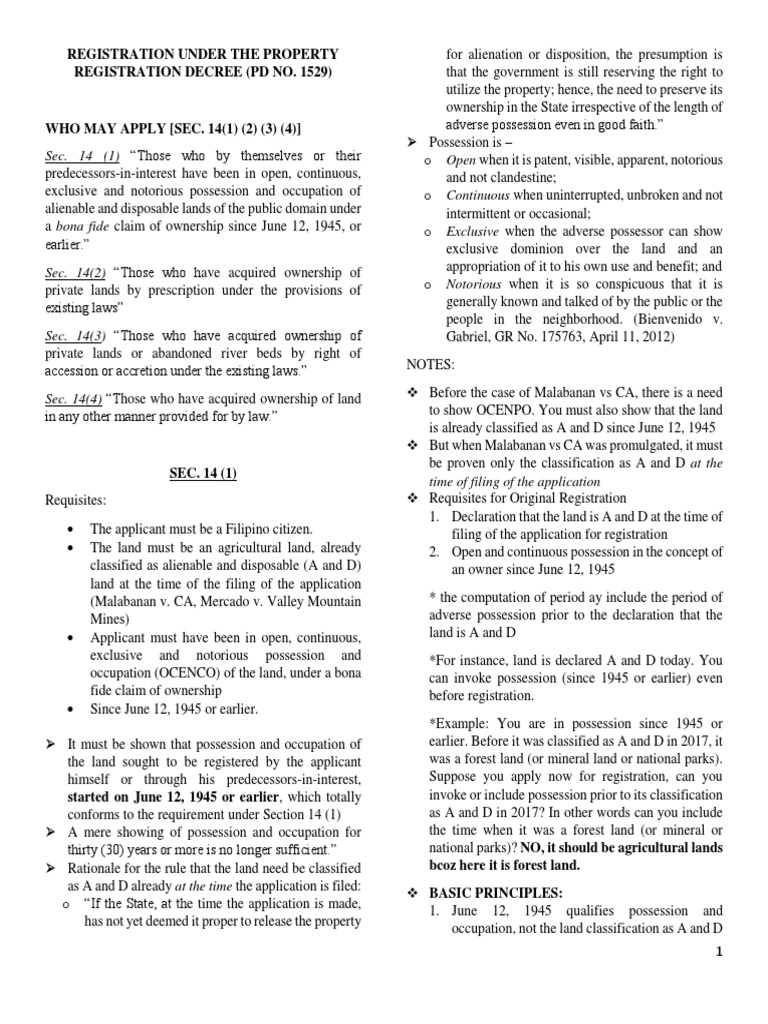 Registration Under The Property Registration Decree (PD No. 1529) | PDF ...