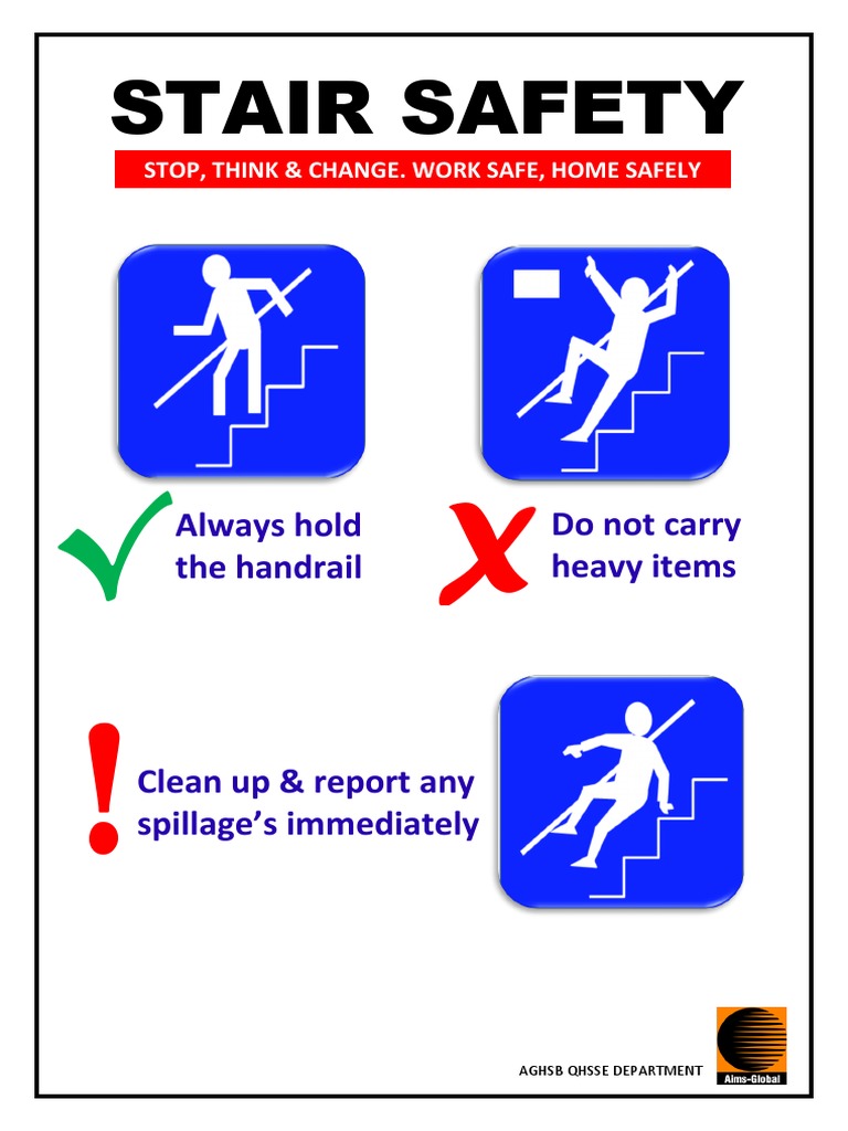 Stair Safety: Always Hold The Handrail Do Not Carry Heavy Items | PDF