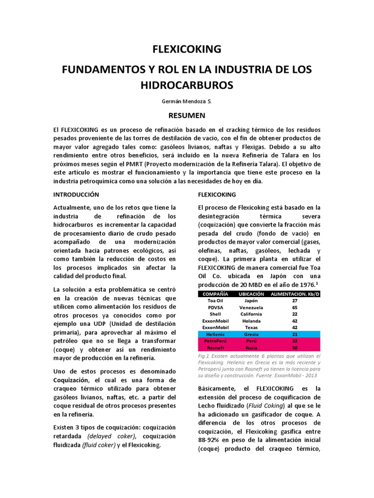 Flexicoking Fundamentos y Rol en La Indu PDF | PDF | Refinería de ...